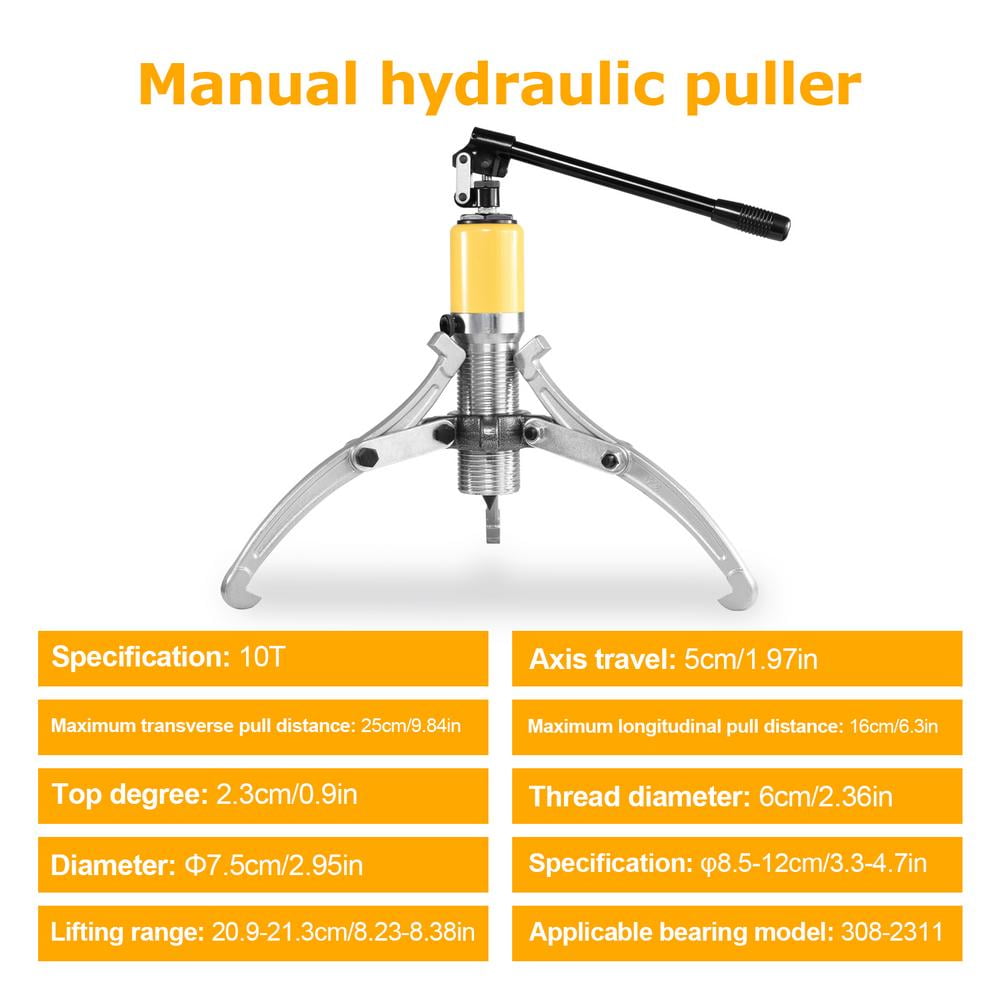PWTOOL Hydraulic Gear Puller 10 Ton Heavy Duty Hydraulic 3-Jaw Puller ...