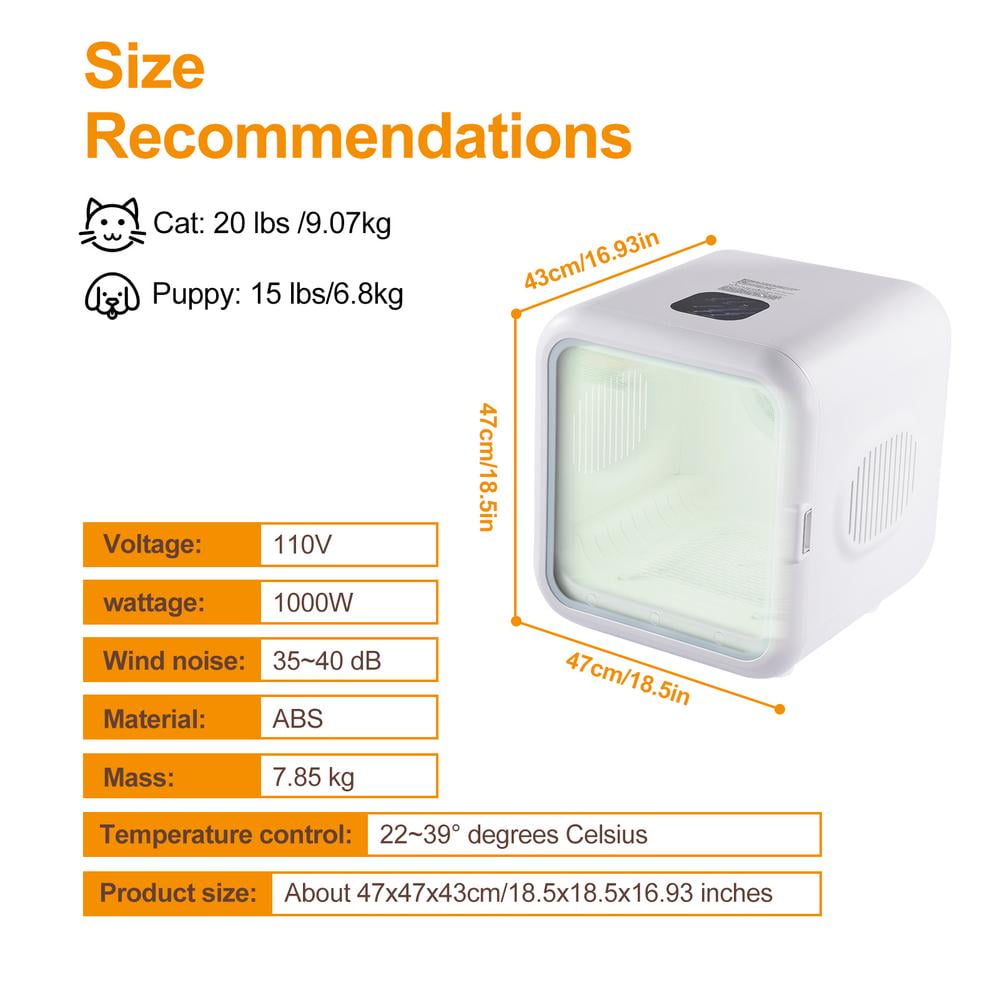 PWTOOL Pet Drying Box Automatic Pet Dry Room Smart Cat Cage Dryers ...