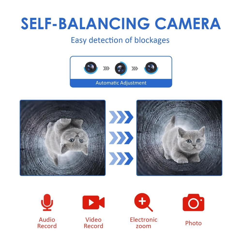 PWTOOL Plumbing Camera Duct Camera with 512Hz Locator Auto-Leveling ...