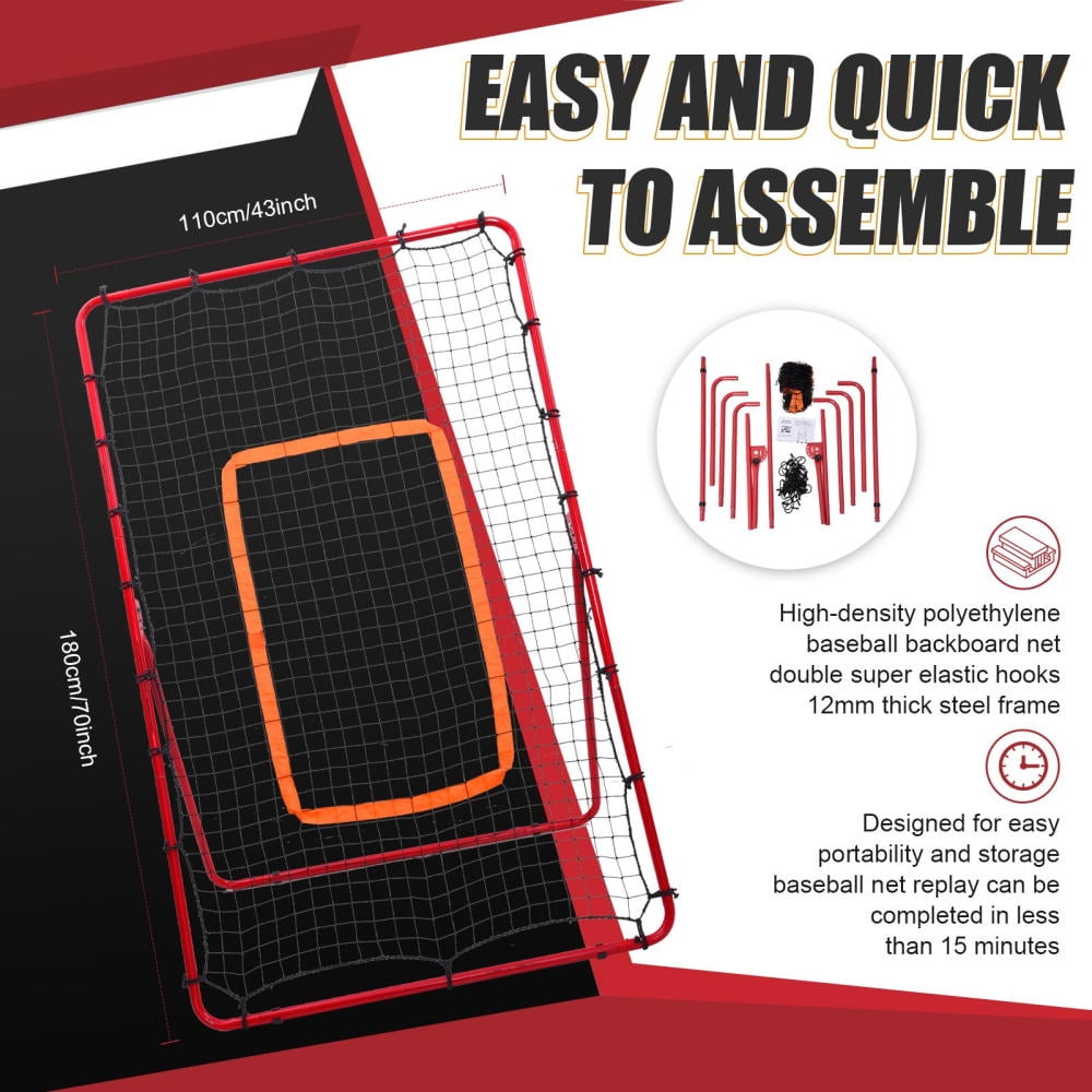 PWTOOL Portable Rebound Net for Baseball & Volleyball, Foldable 6x3.6 ...