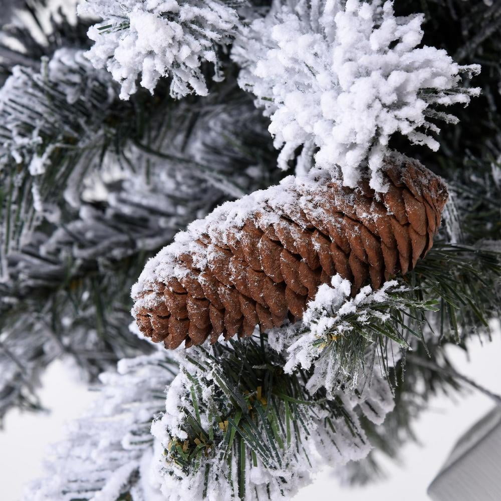 PWTOOL Potted Christmas Trees Realistic 4/4.5Ft Lighted Christmas Faux Tree Holiday Decoration 8 ...