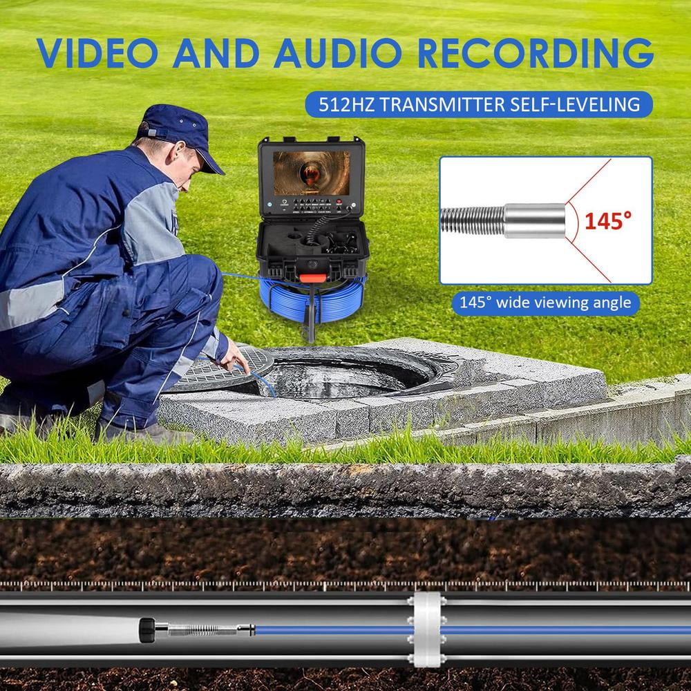 PWTOOL Snake Camera Pipe Snake Camera with 512Hz Locator Drain Camera ...