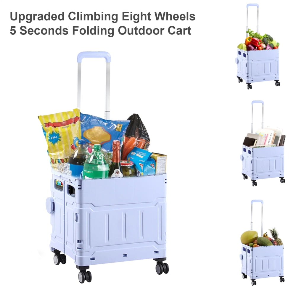 PWTOOL Sturdy Aluminum Alloy Frame Shopping Crate, 200lb Load Foldable ...