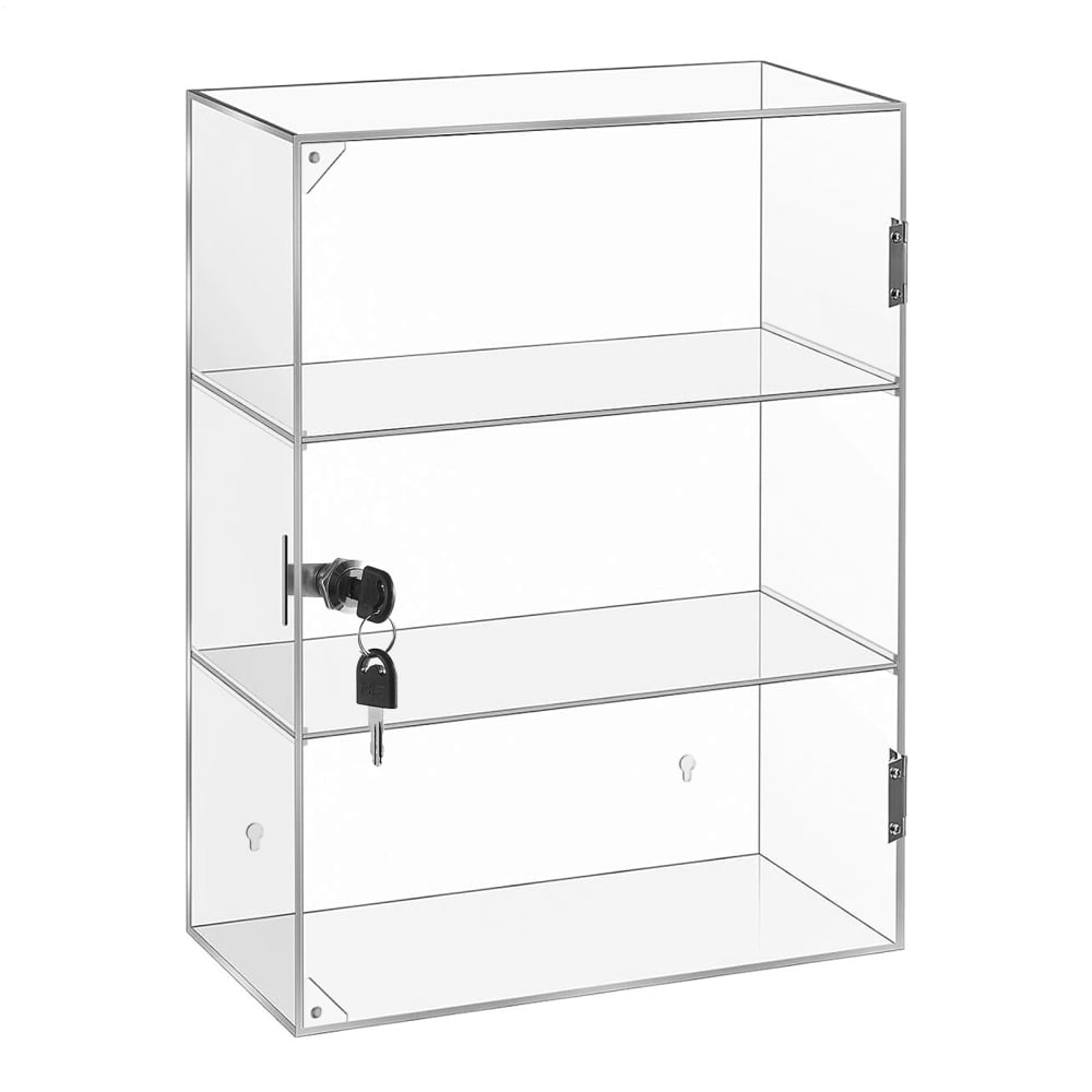 PWTOOL Transparent Acrylic Display Case with Lock and Keys, 3-Tier ...