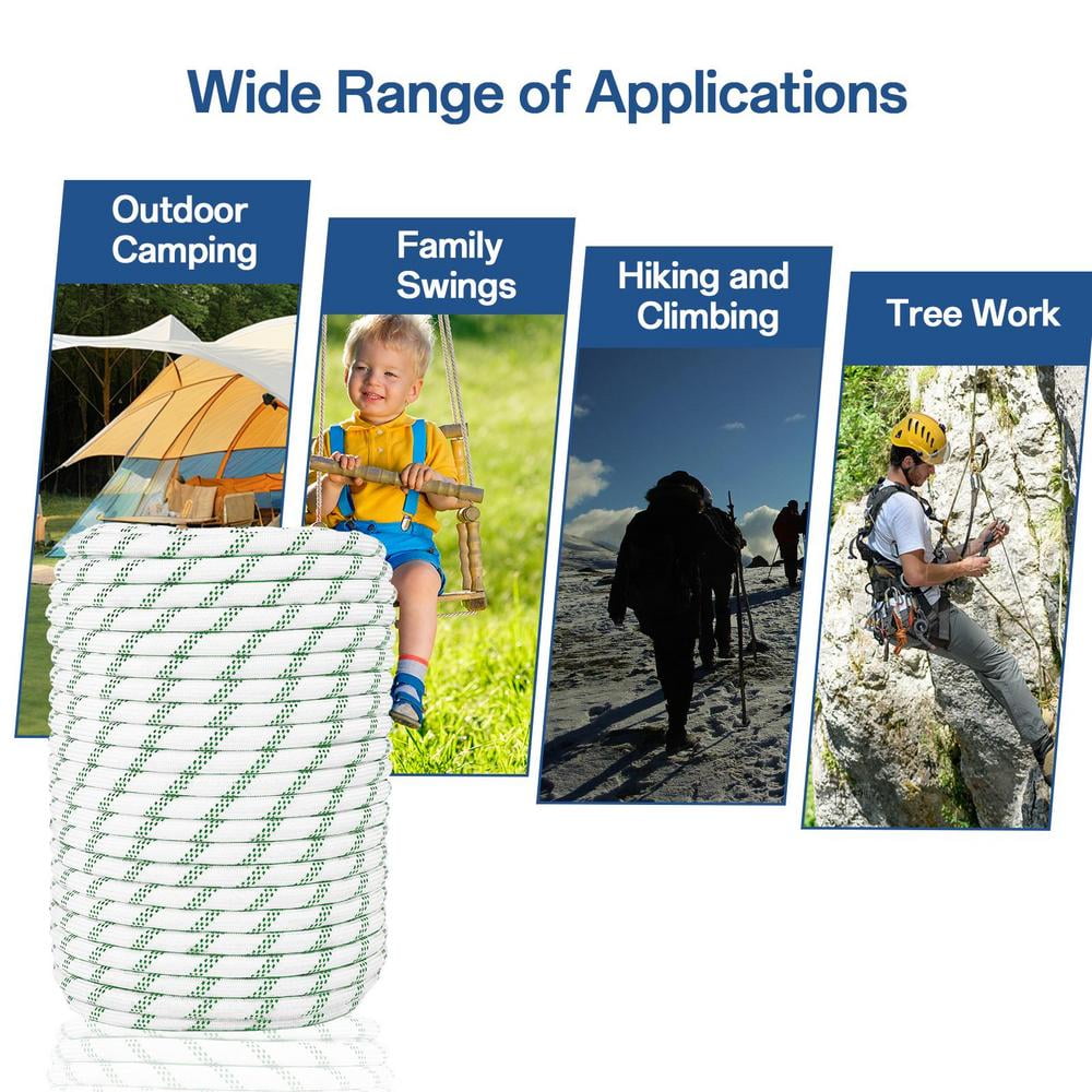 PWTOOL Tree Ropes Arborist Pulling 197 FT Double Braided High Strength ...