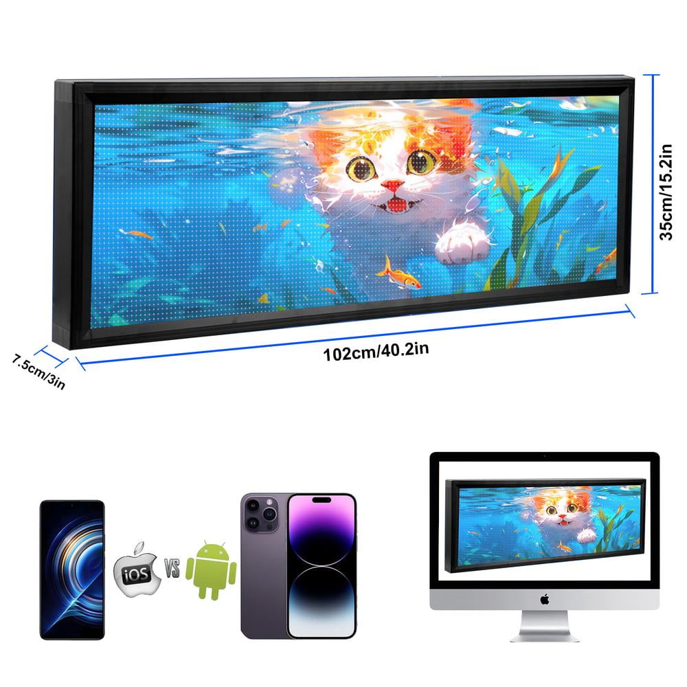 PWTOOL WiFi-Enabled LED Message Board, 40x15 Inch Outdoor Digital ...
