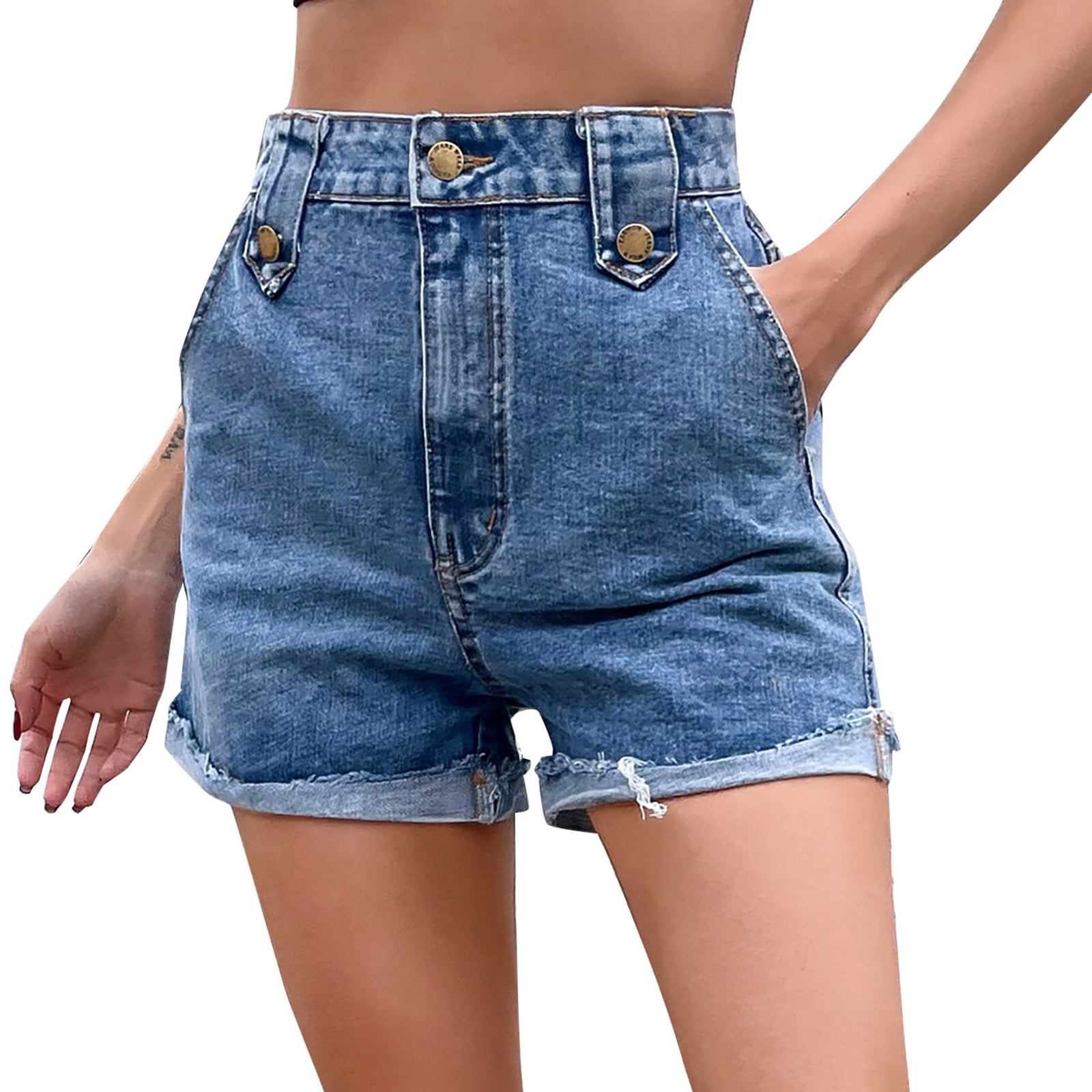 PXEVL Casual Jean Shorts Womens Denim Shorts Ladies Trendy Summer Jorts ...