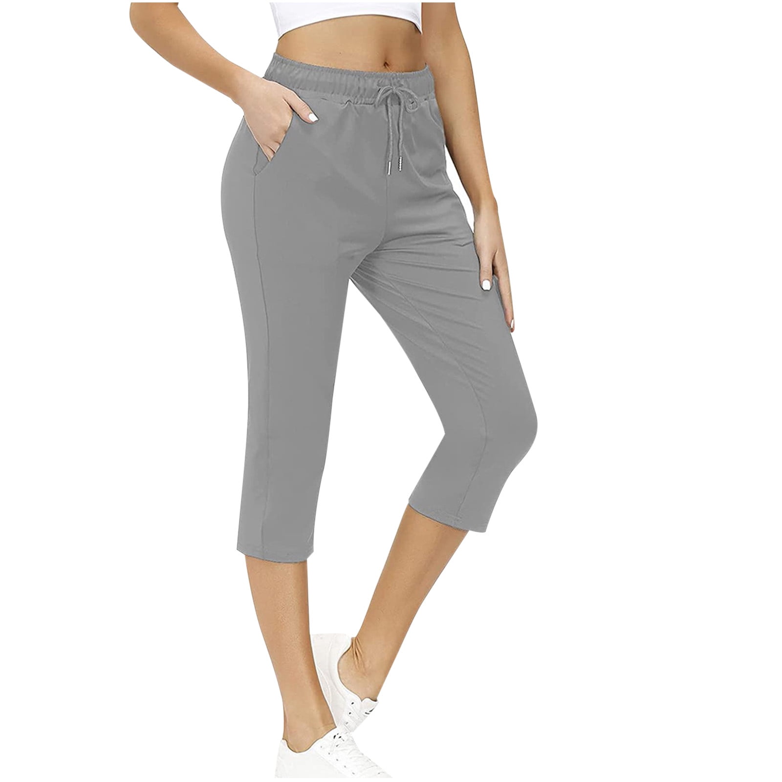 PXEVL Cotton Capri Leggings for Women Boho Slim Fitted Capri Pants ...