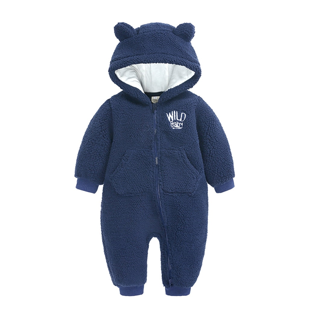 PXLKNZH Baby Fleece Hooded Romper Winter Outwear Jumpsuit Snowsuit Bear Ear Outfits for Boys ...