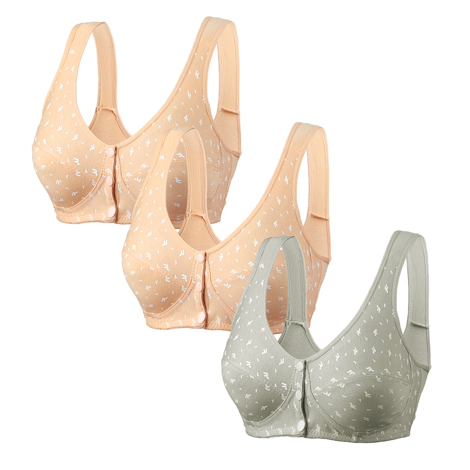 Pxlknzh Daisy Bras For Older Women Front Closure Deals Clearance Convenient Snap Button Cotton