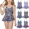PXLKNZH Girls Swimsuit One-Piece Adjustable Straps Swimwear Leopard ...