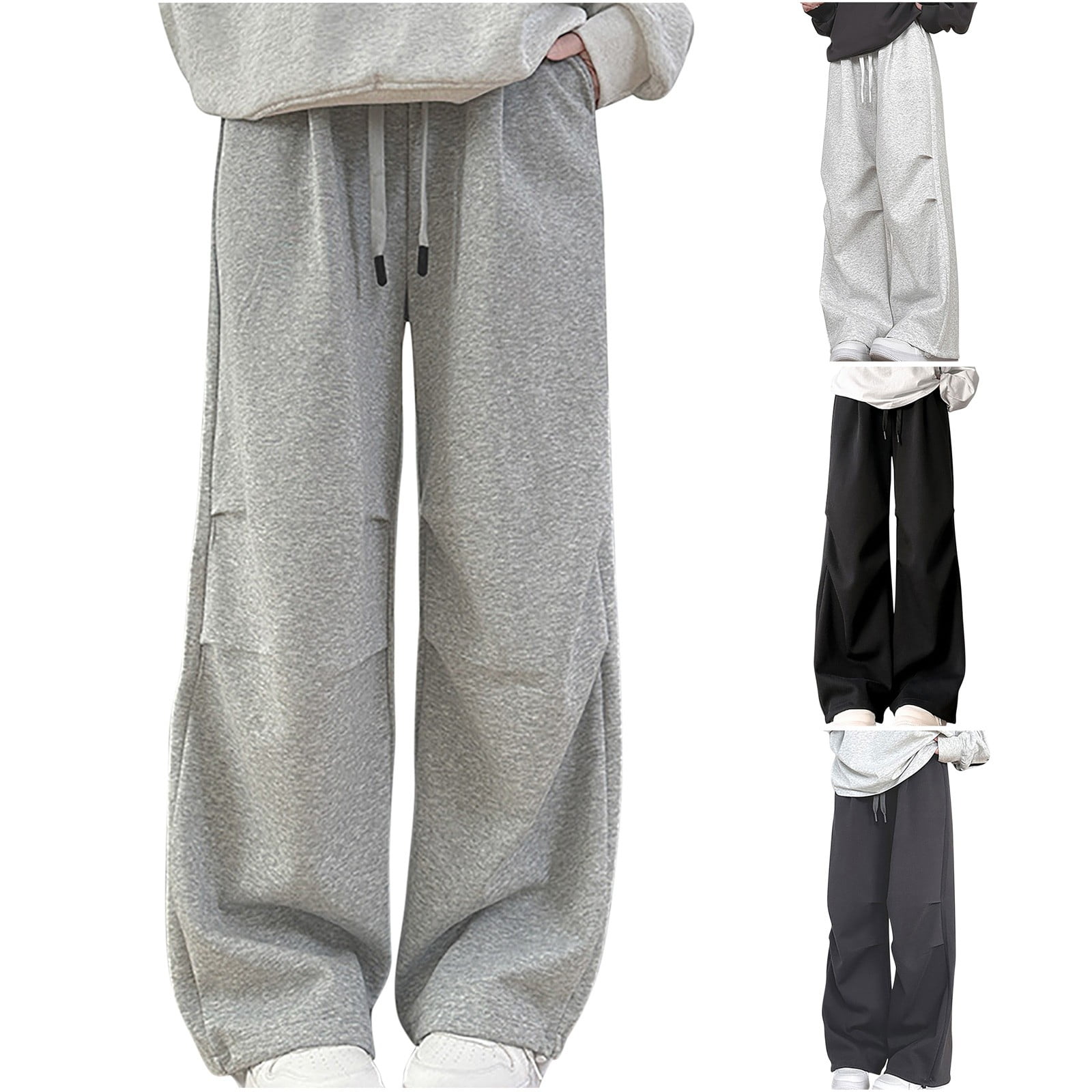 PXLKNZH Jogger Sweatpants Women High Waisted Drawstring Wide Leg ...