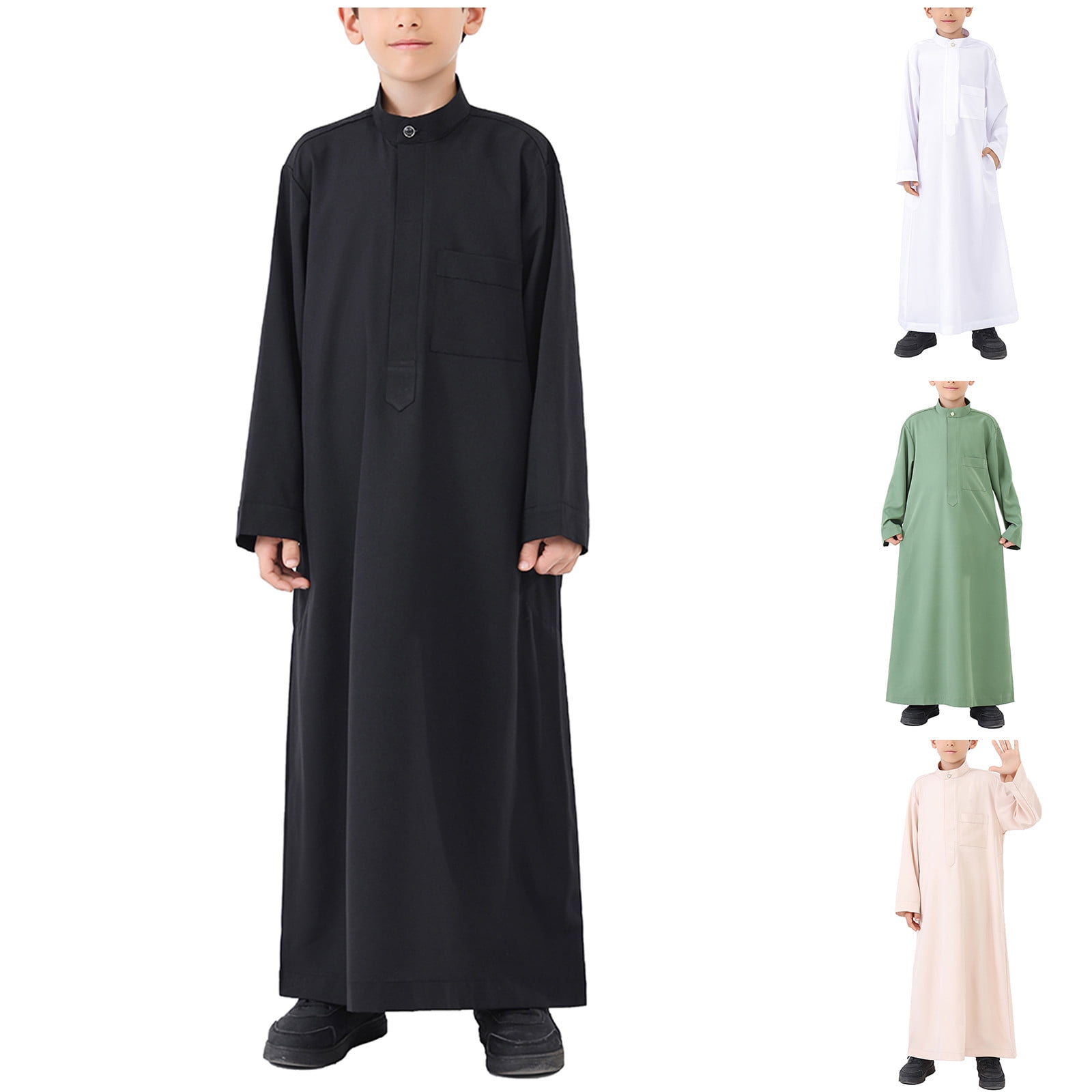 PXLKNZH Kids Boys Robe Islamic Muslim Clothes Zipper Loose Abaya Long ...