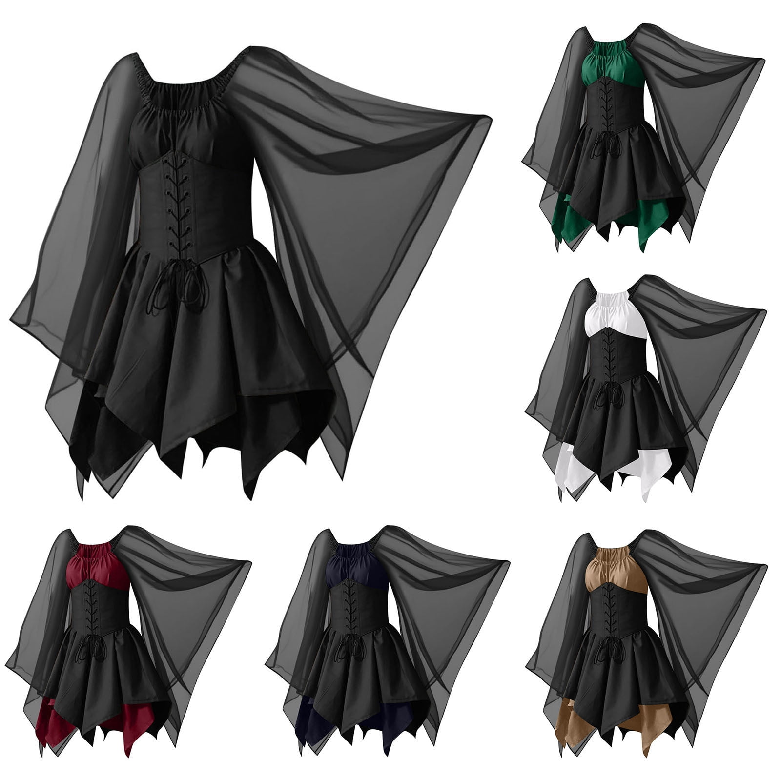 PXLKNZH Renaissance Costumes for Women 2025 Handkerchief Hem Butterfly ...