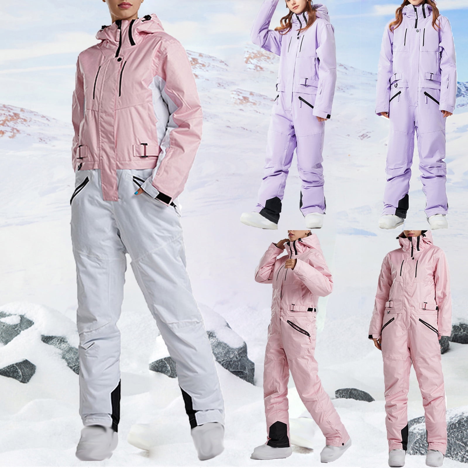 PXLKNZH Women One Pieces Ski Suits Waterproof Warm Insulated Snow Suit ...
