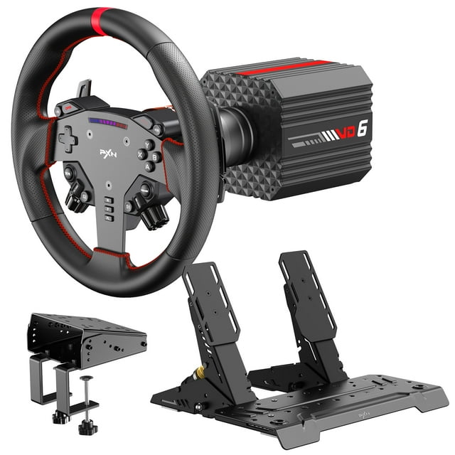 PXN VD6 Bundle - PC Steering Wheel and Pedals - 6Nm Direct Drive Servo ...