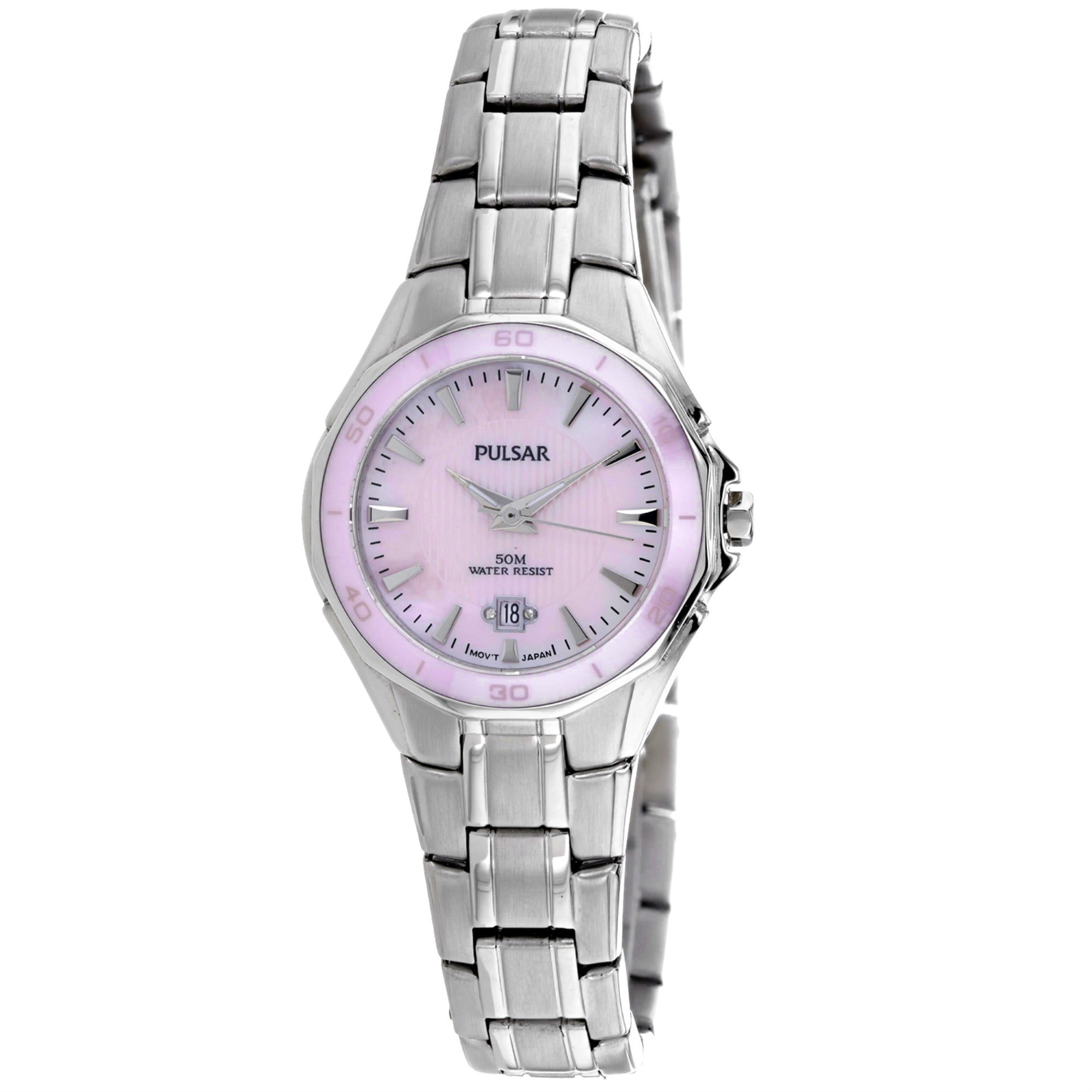 PXT899 Women's Dress Sport Pink MOP Dial Steel Bracelet Watch - Walmart.com