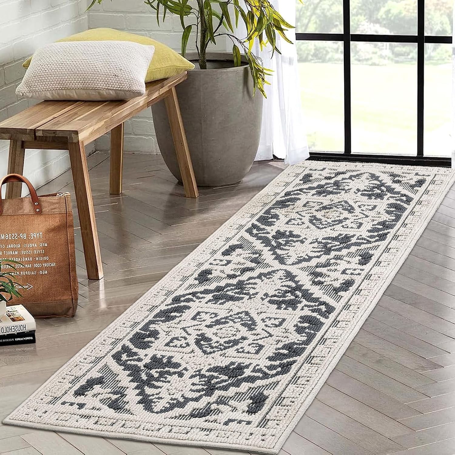 PXXOO 2x8 Runner Rug Medallion Textured Low Pile Hallway Carpets ...