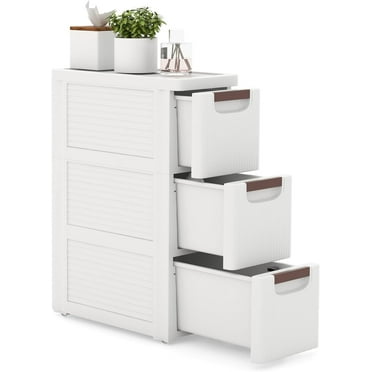 LOKO 3-Drawer Narrow Storage Cabinet, Slim Rolling Cart, Mobile Plastic ...