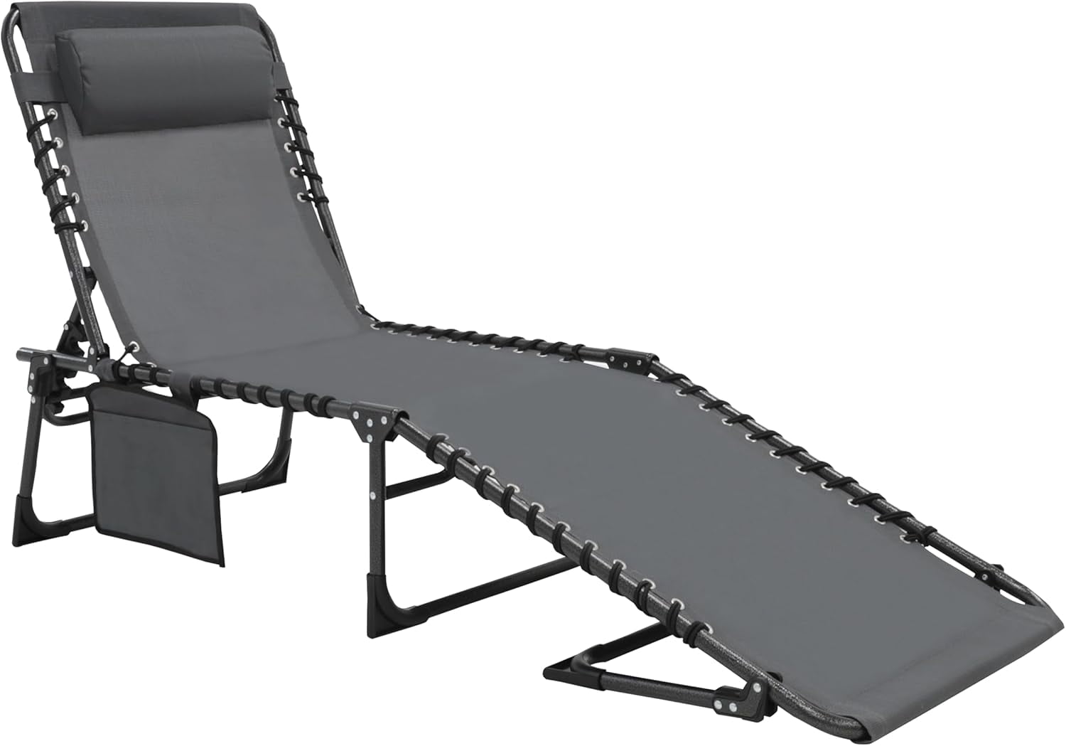 PXXOO 4-Fold Patio Chaise Lounge Chair for Outdoor with Detachable ...