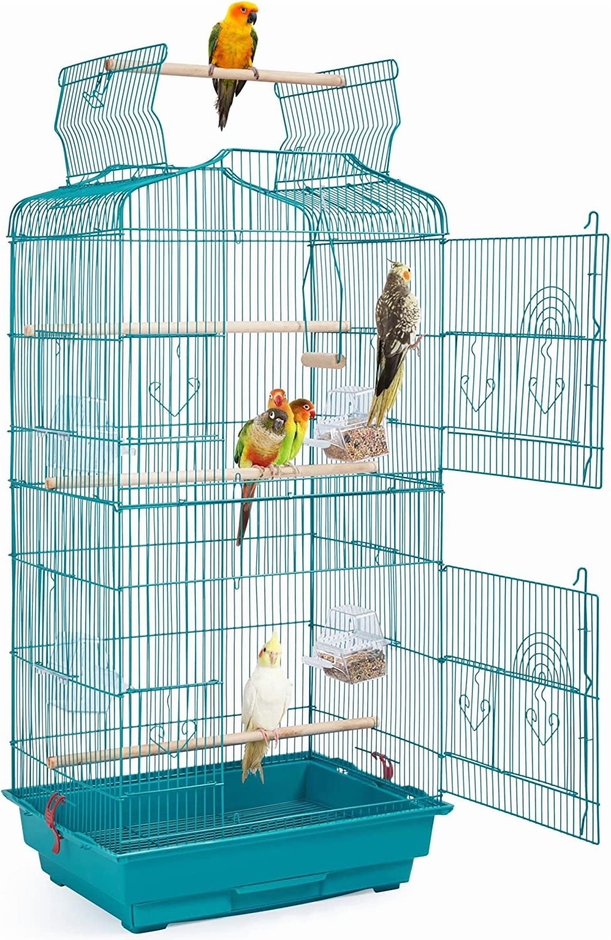 PXXOO 41inch Height Open Play Top Bird Cage Metal Parakeet Cage for ...
