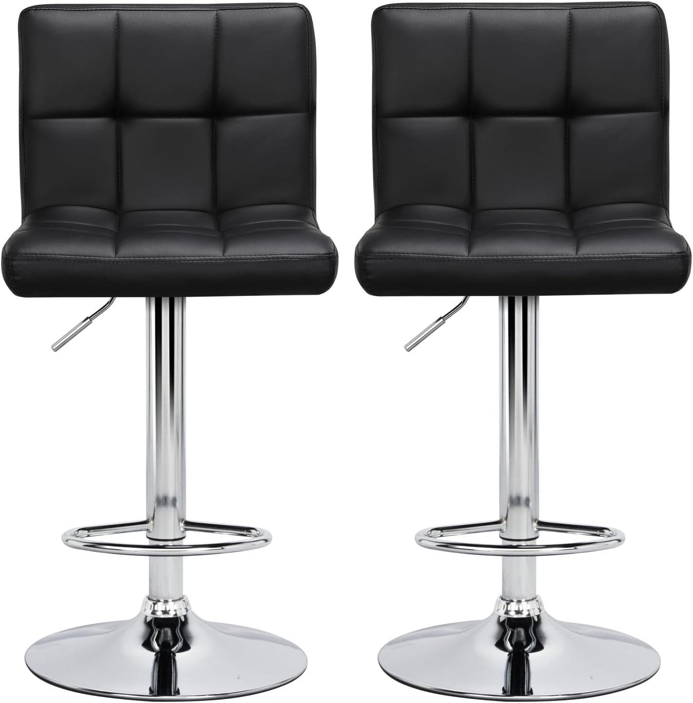 PXXOO Black Bar Stools, Adjustable Modern Barstools, Swivel PU Leather ...