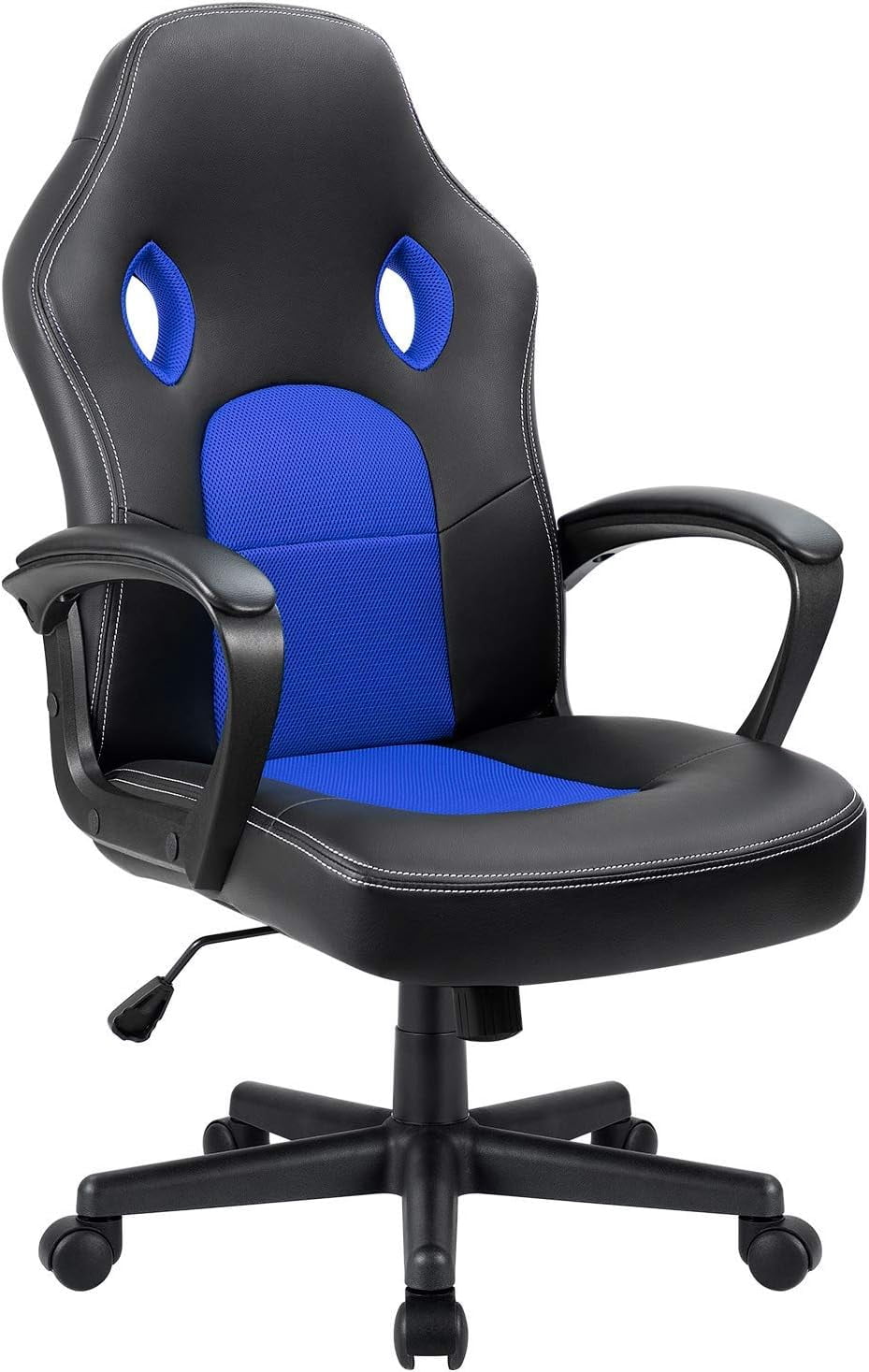 PXXOO Blue Leather Office Chair with Adjustable Swivel Base, Padded ...
