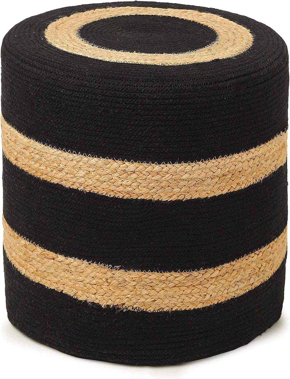 PXXOO Cylindrical Pouf Foot Stool Ottoman - Jute Braided Pouffe Poof ...