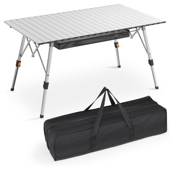 PXXOO Folding Camping Table, 47'' Portable Aluminum Roll Up Table with ...