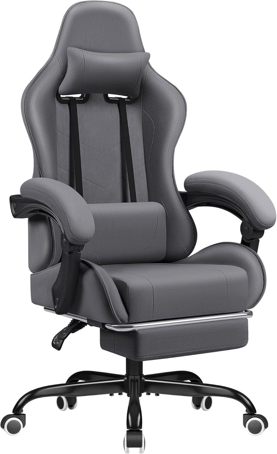 PXXOO Gaming Chair Fabric with Massage Lumbar Support, Ergonomic Racing ...