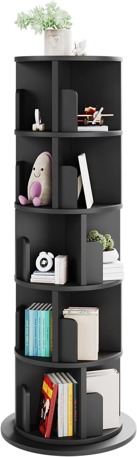 PXXOO Rotating Bookshelf, Rotating Bookcase for Small Space, 360 ...