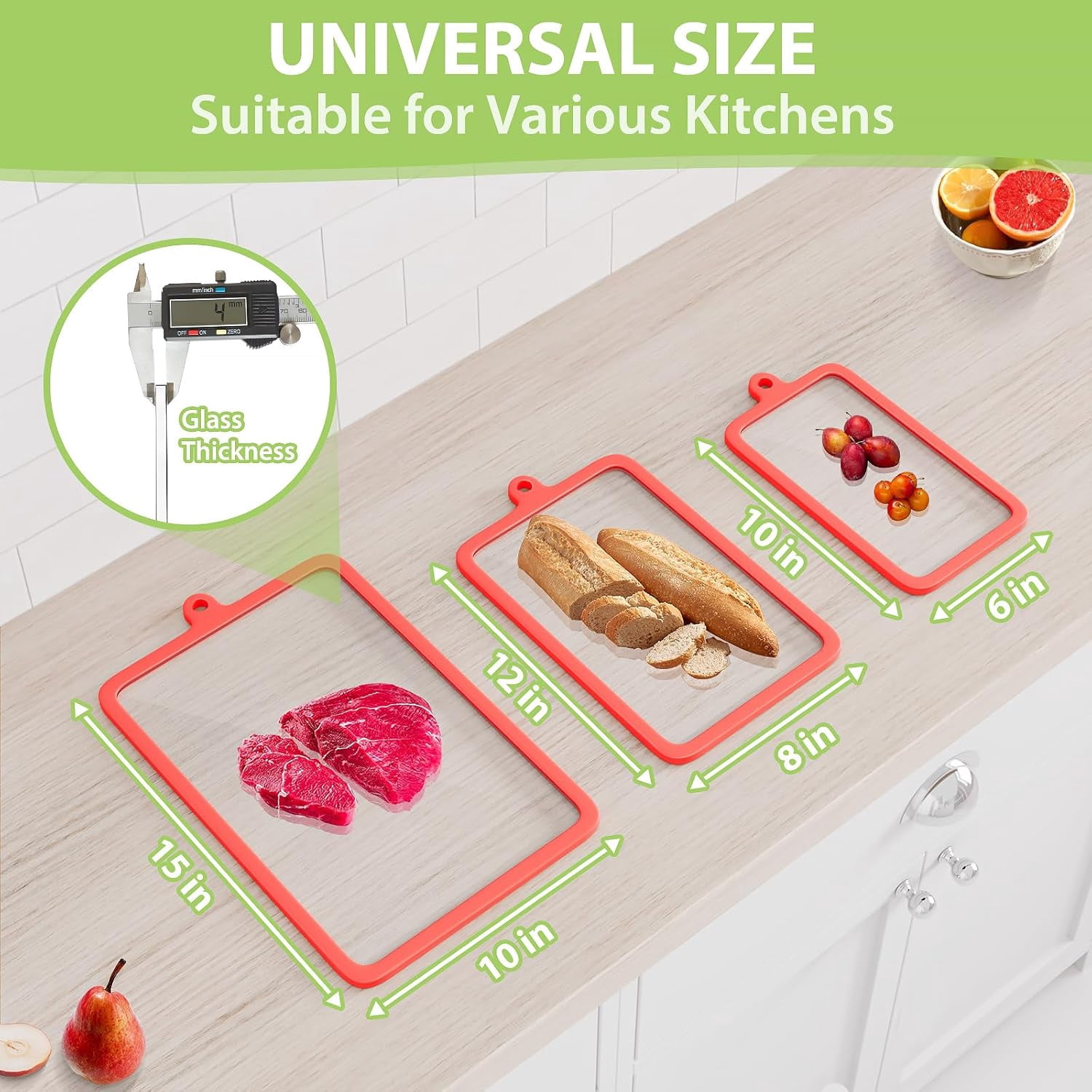 PYAN-2Pcs Tempered Glass Cutting Boards for Kitchen, Glass Cutting ...