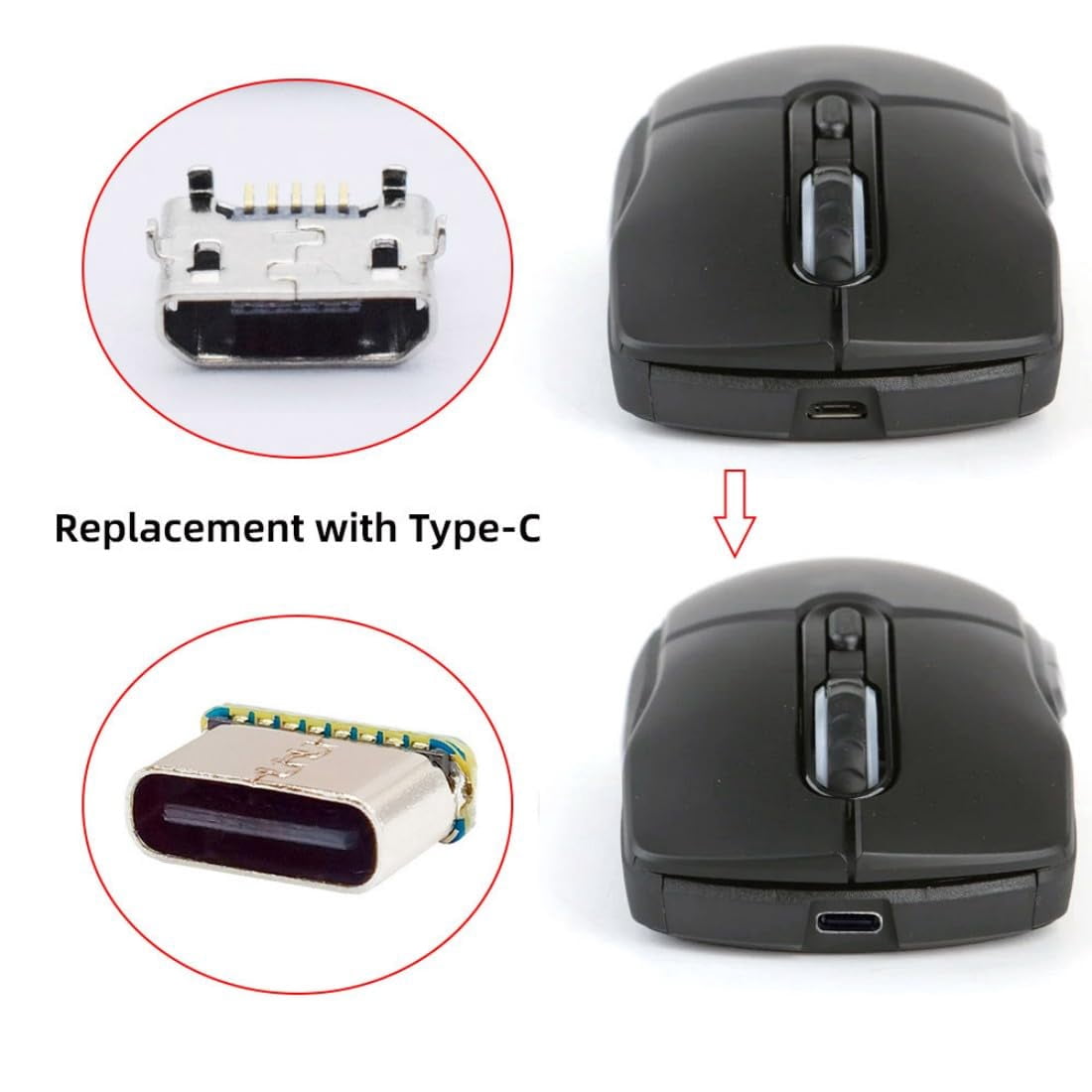 PYAN-5 Pack USB C DIY Connector,Micro USB 5Pin to USB C Female Socket ...