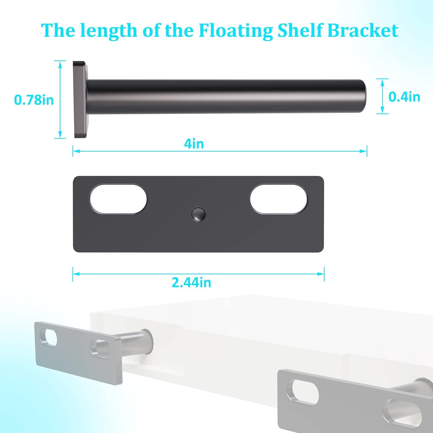 PYAN-8 Pcs 4 inch Floating Shelf Bracket, Solid Steel Blind Shelf ...