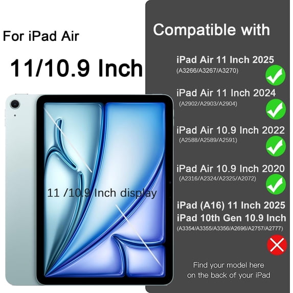 PYAN-Compatible with iPad Air 11 Inch Case 8th/7th/6th Generation (M4 ...