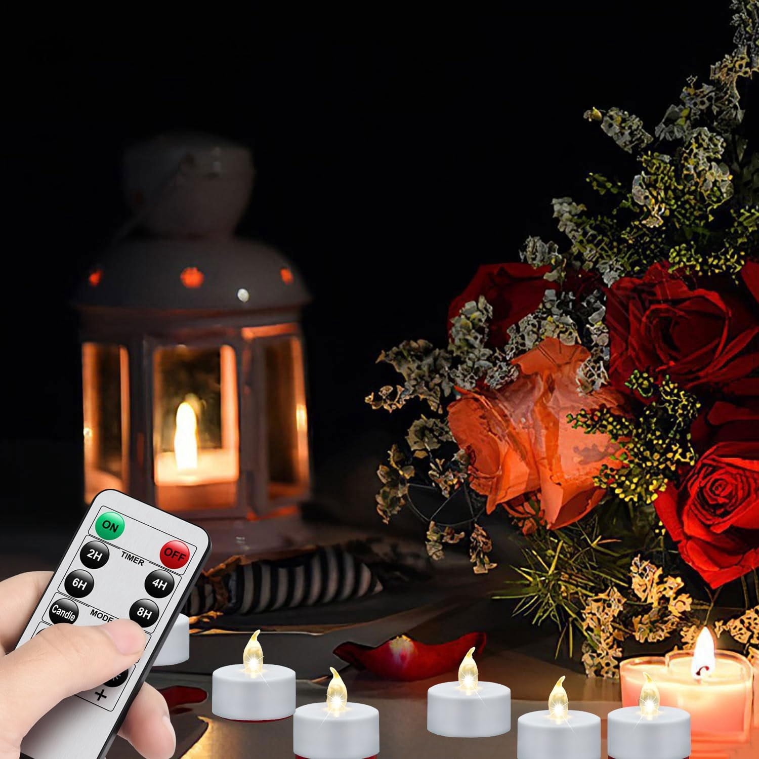 PYAN-LED Tea Lights with Remote Control: 24pcs Flickering Flameless ...