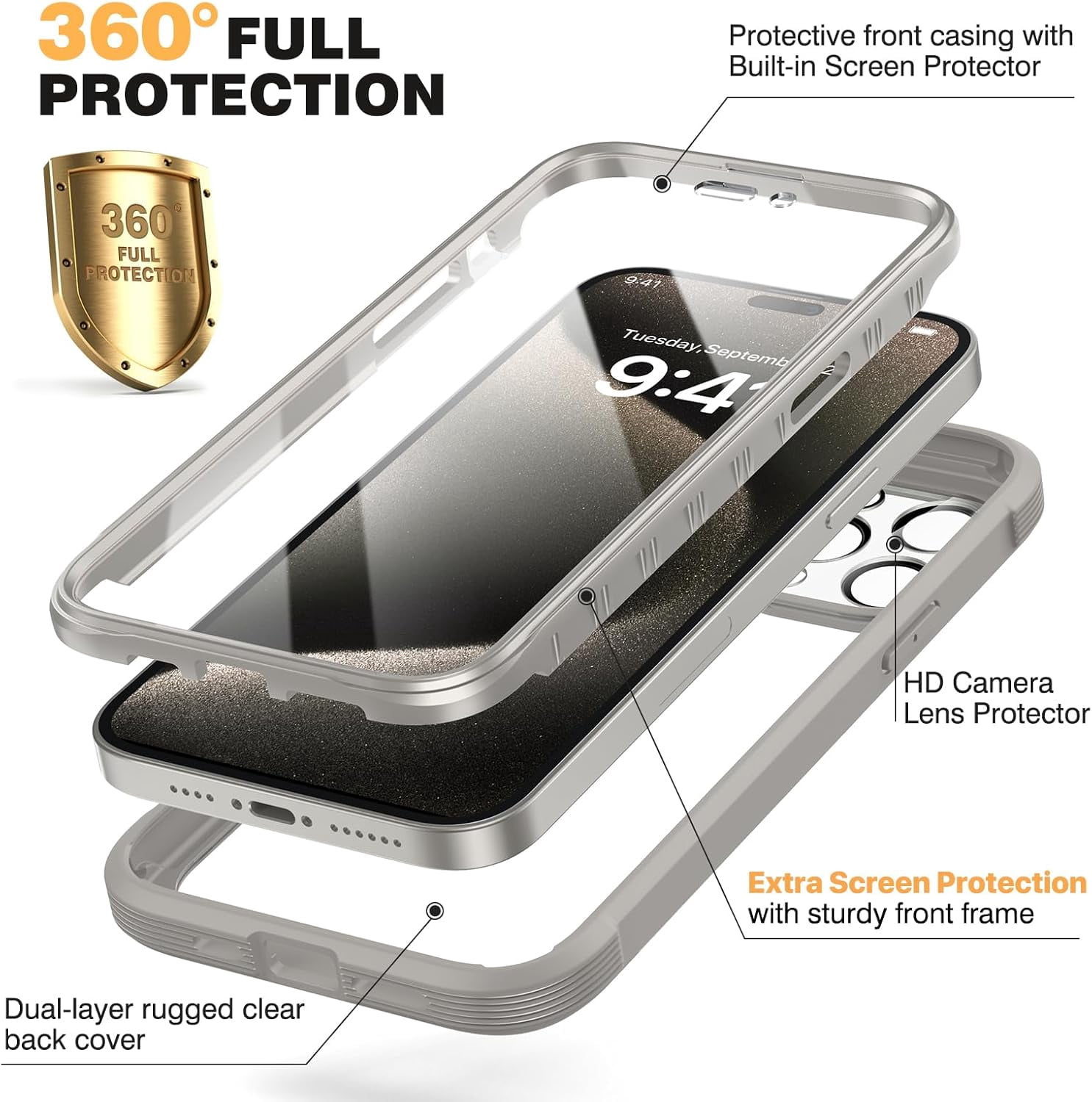 PYAN-Magnetic Designed for iPhone 15 Pro Max Case Full Body Bumper ...