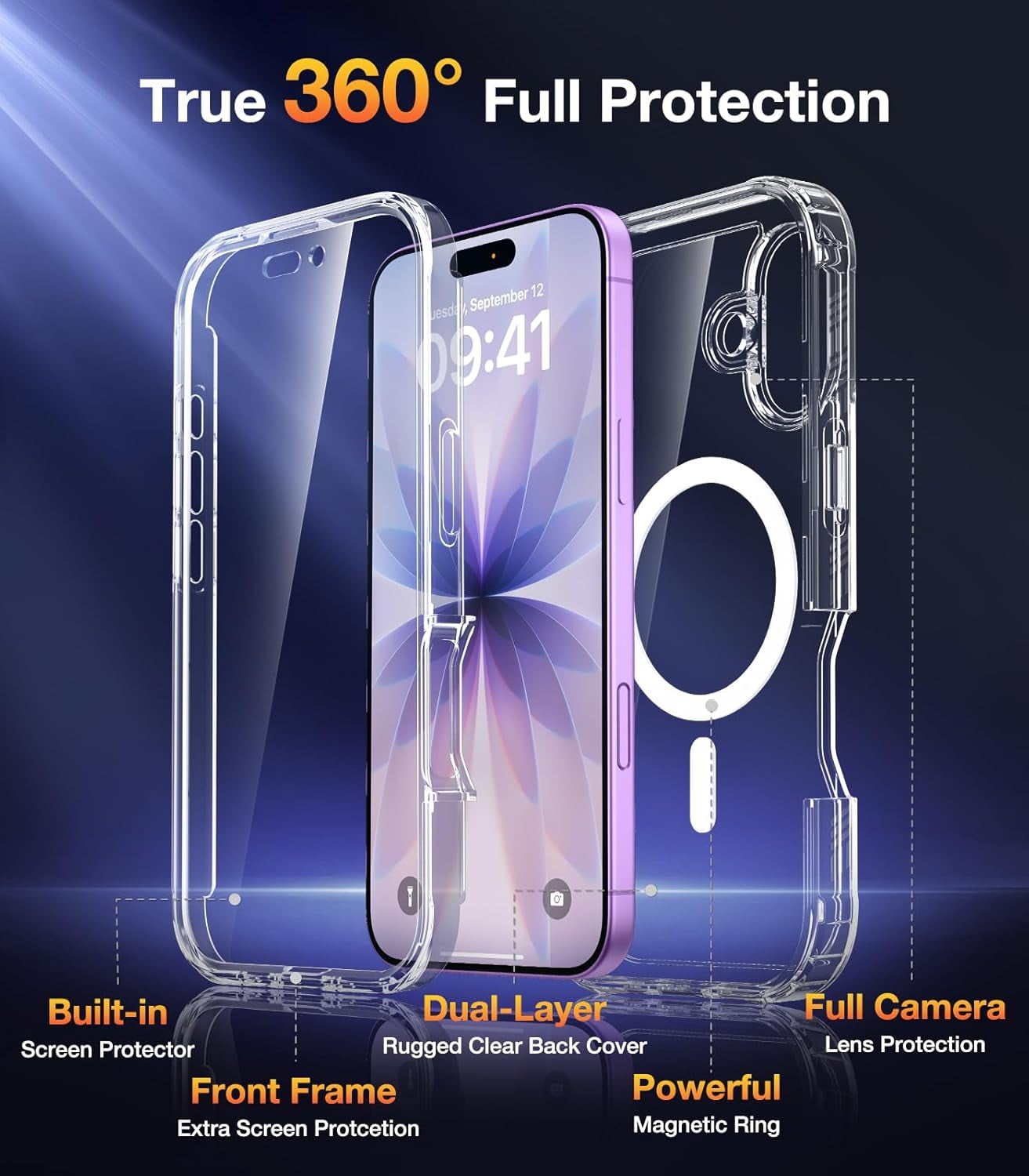 PYAN-Magnetic Designed for iPhone 17 Case 6.3 Inch Full Body Bumper ...