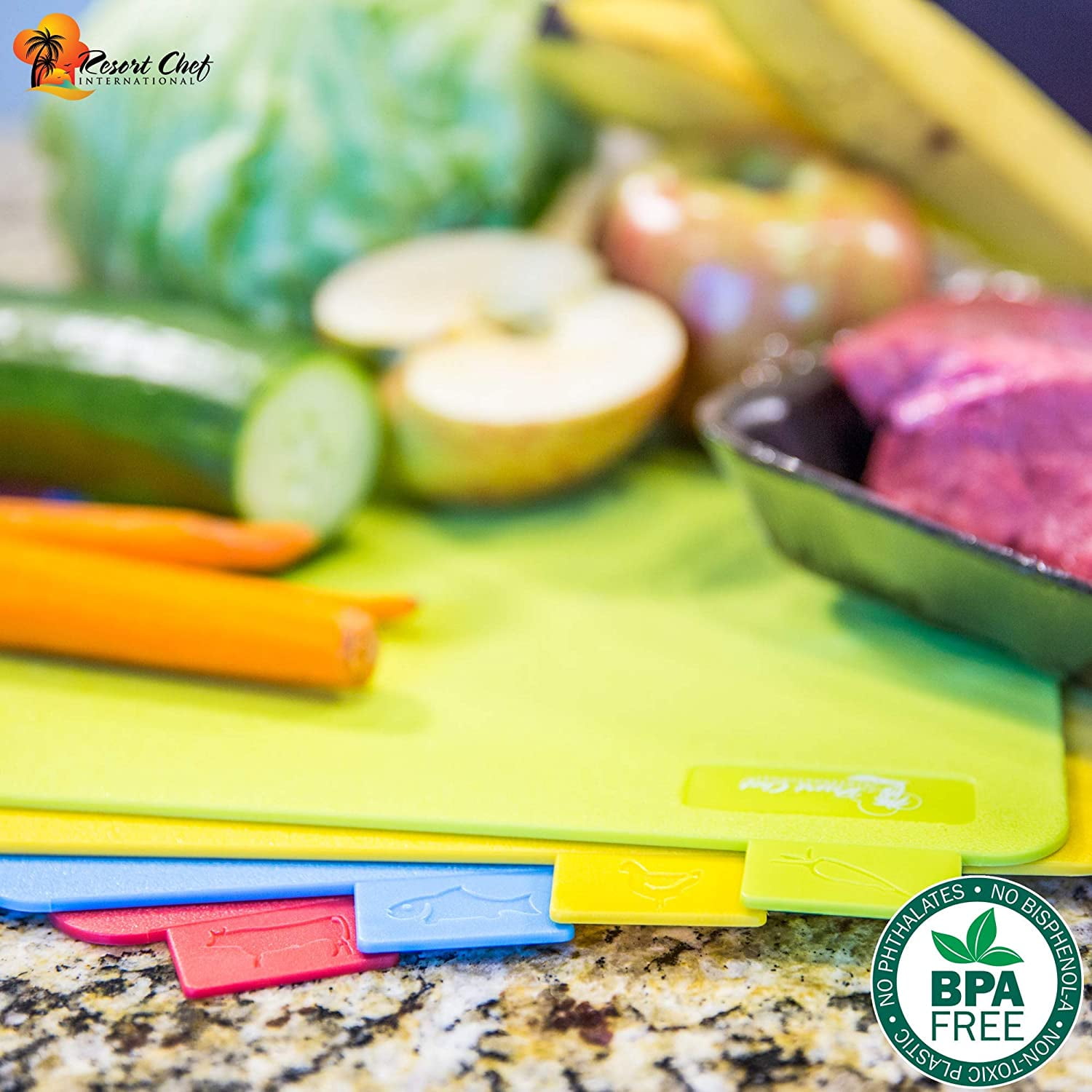 PYAN-Resort Chef Vibrant Kitchen Cutting Board Set - 4 Non-Porous, BPA ...