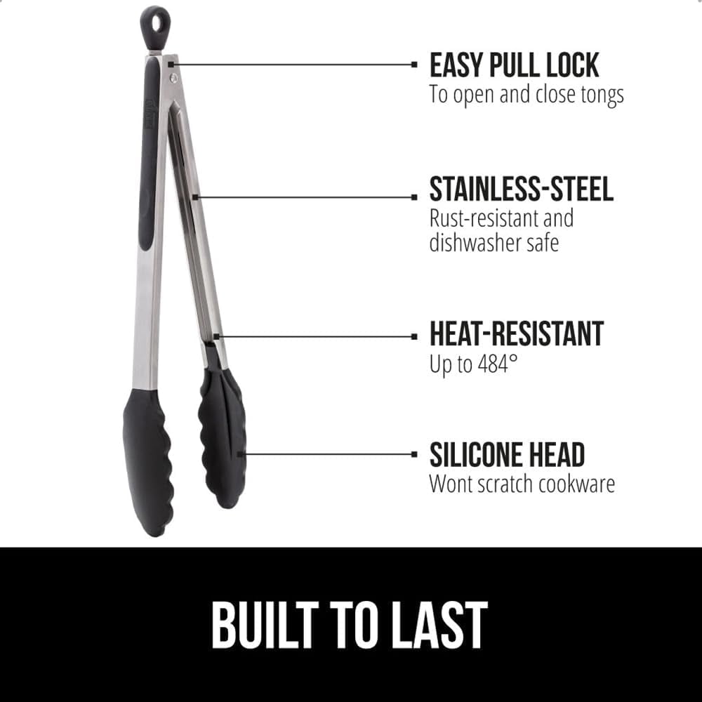 PYAN-Stainless Steel Heat Resistant Kitchen Tongs for Cooking, 7 + 9 ...
