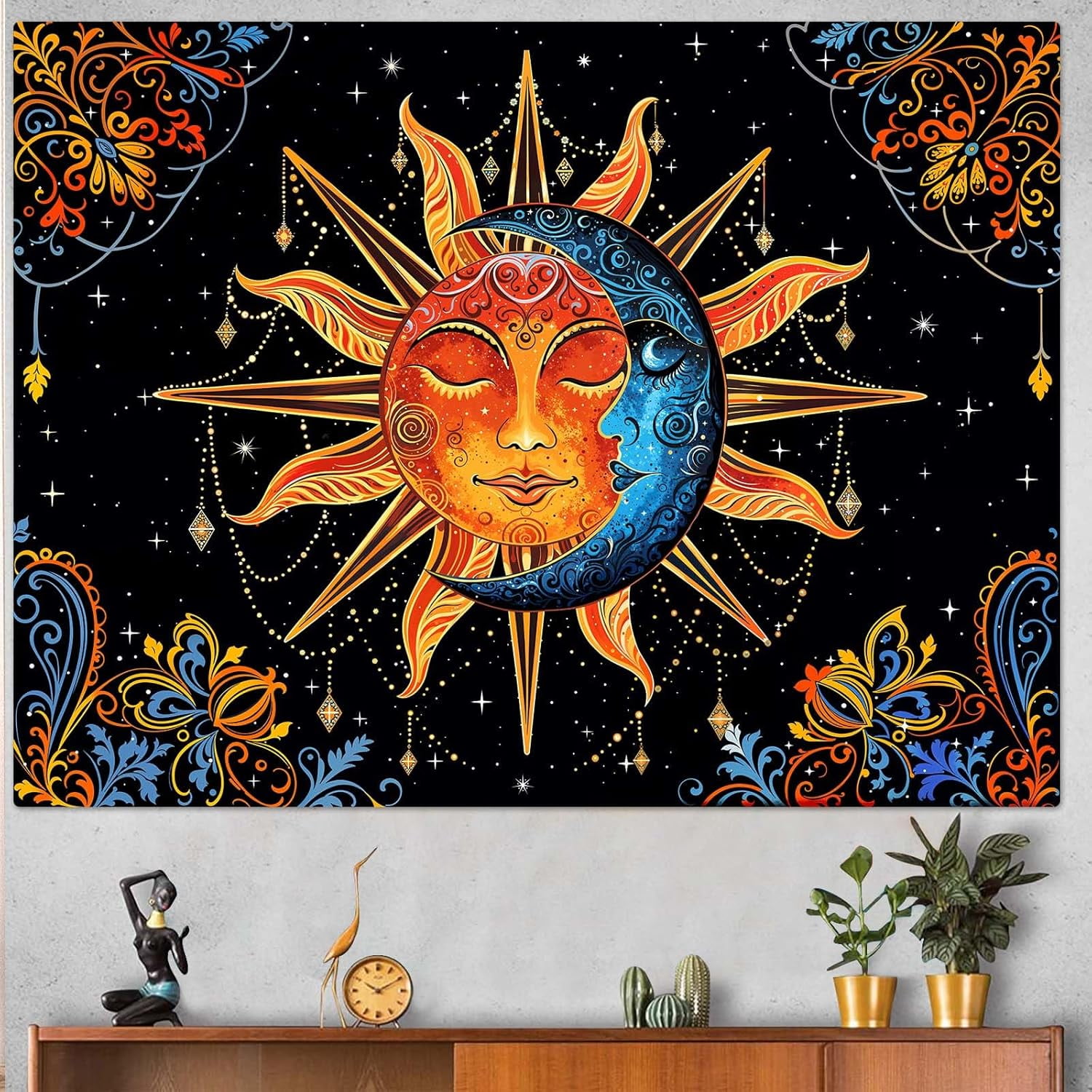 PYAN-Sun and Moon Tapestry Mandala Wall Tapestry, Cute Tapestries for ...