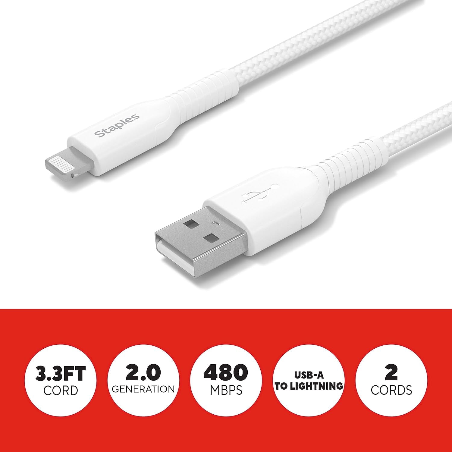 PYAN-TECH USB-A to USB-C Charging Cable, 3.3 ft, White, Fast Charge ...