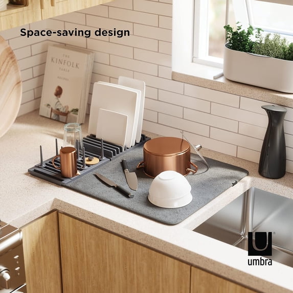PYAN-Udry Dish Rack with Movable Pegs and Microfiber Drying Mat – Space ...