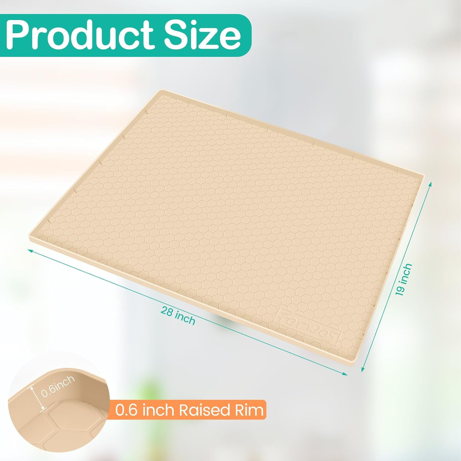 PYAN-Waterproof Under Sink Mat 28" x 19", Silicone Cabinet Liner ...