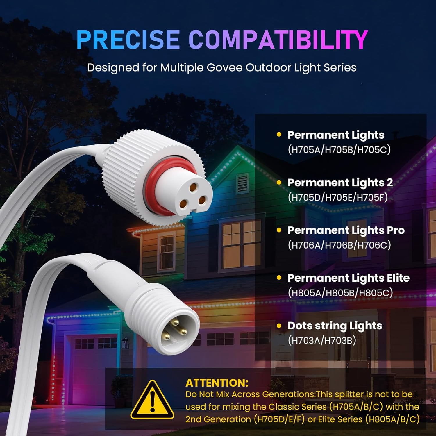 PYAN-Y-Connector Splitter for Govee Permanent Outdoor Lights,Waterproof ...
