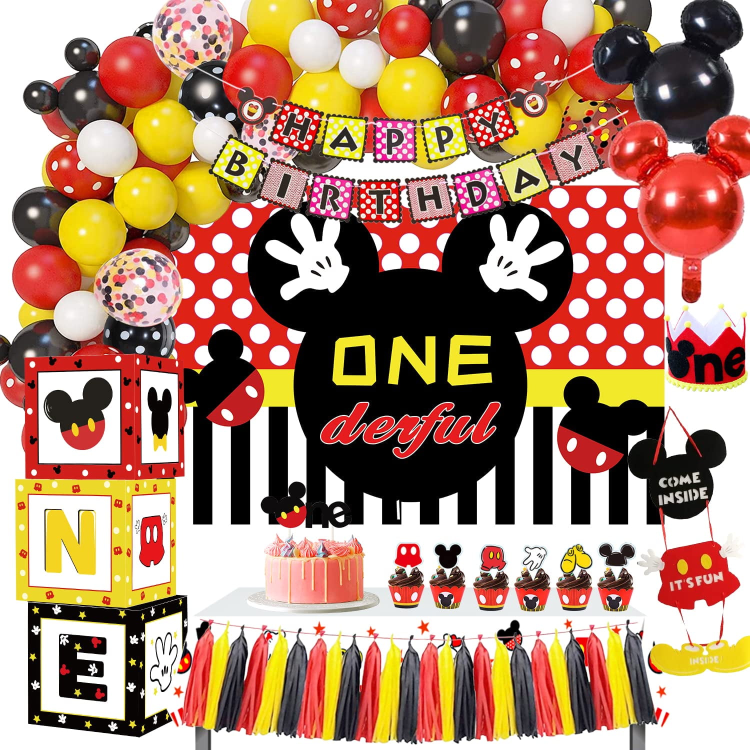 PYCALOW Mickey 1st Birthday Party Supplies KKS1 - Mickey Theme Party ...