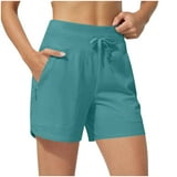PYGNJK Women's Running Shorts Elastic Drawstring Waist Workout Gym ...