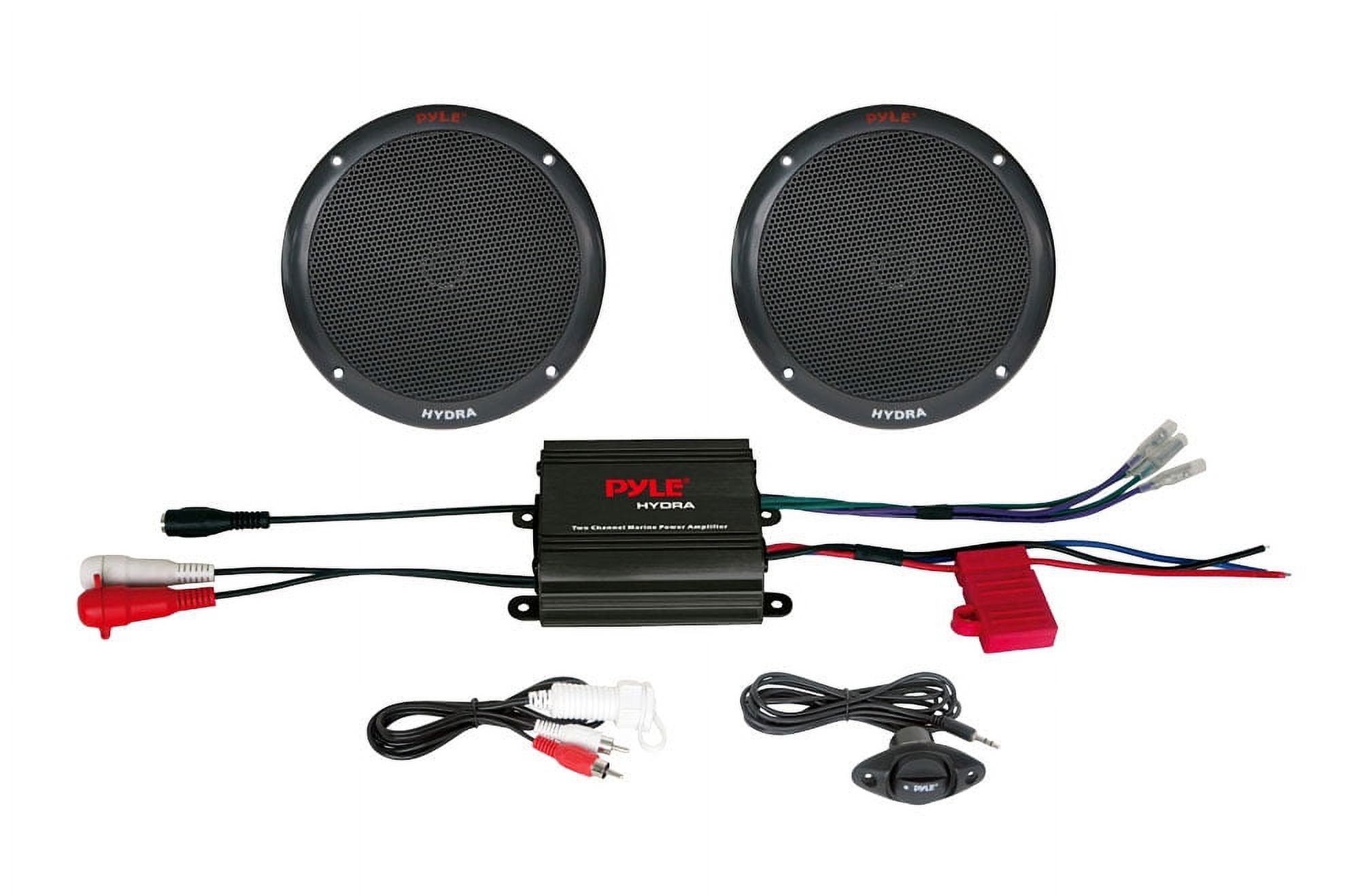 PYLE PLMRKT2B - Marine Receiver Speaker Kit - 2-Channel Amplifier w/ 6. ...