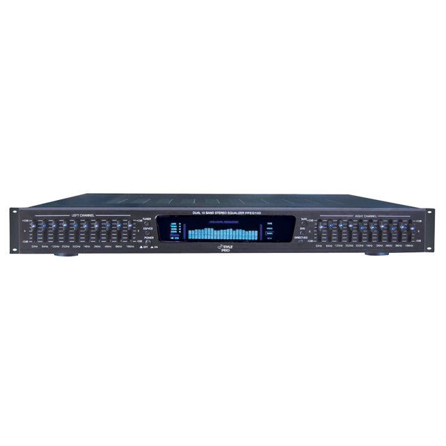 PYLE PPEQ100 - 19'' Rack Mount Dual 10 Band 4 Source Input Stereo ...