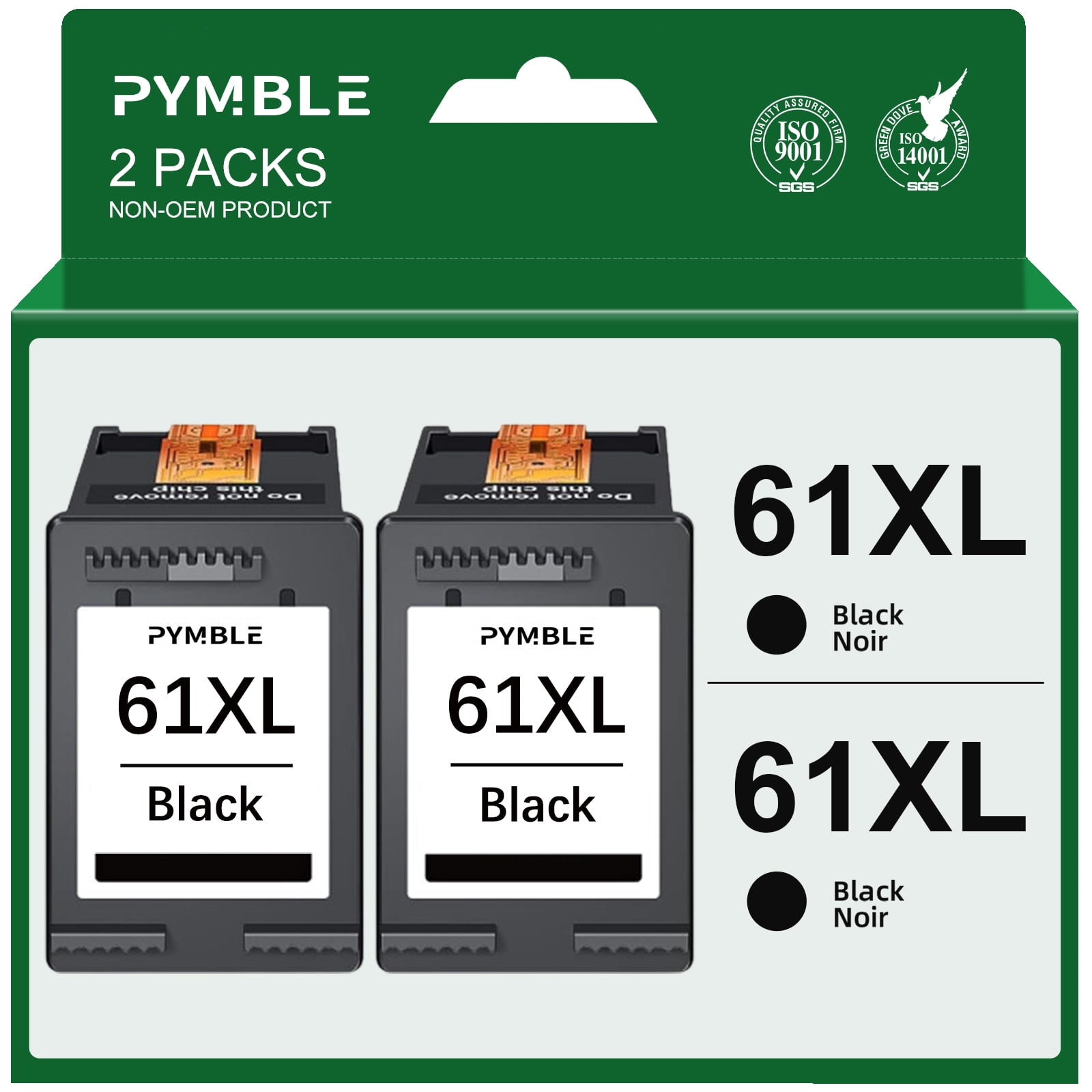 PYMBLE 61XL Black Ink Cartridges for HP 61 Black Ink Cartridges for HP ...